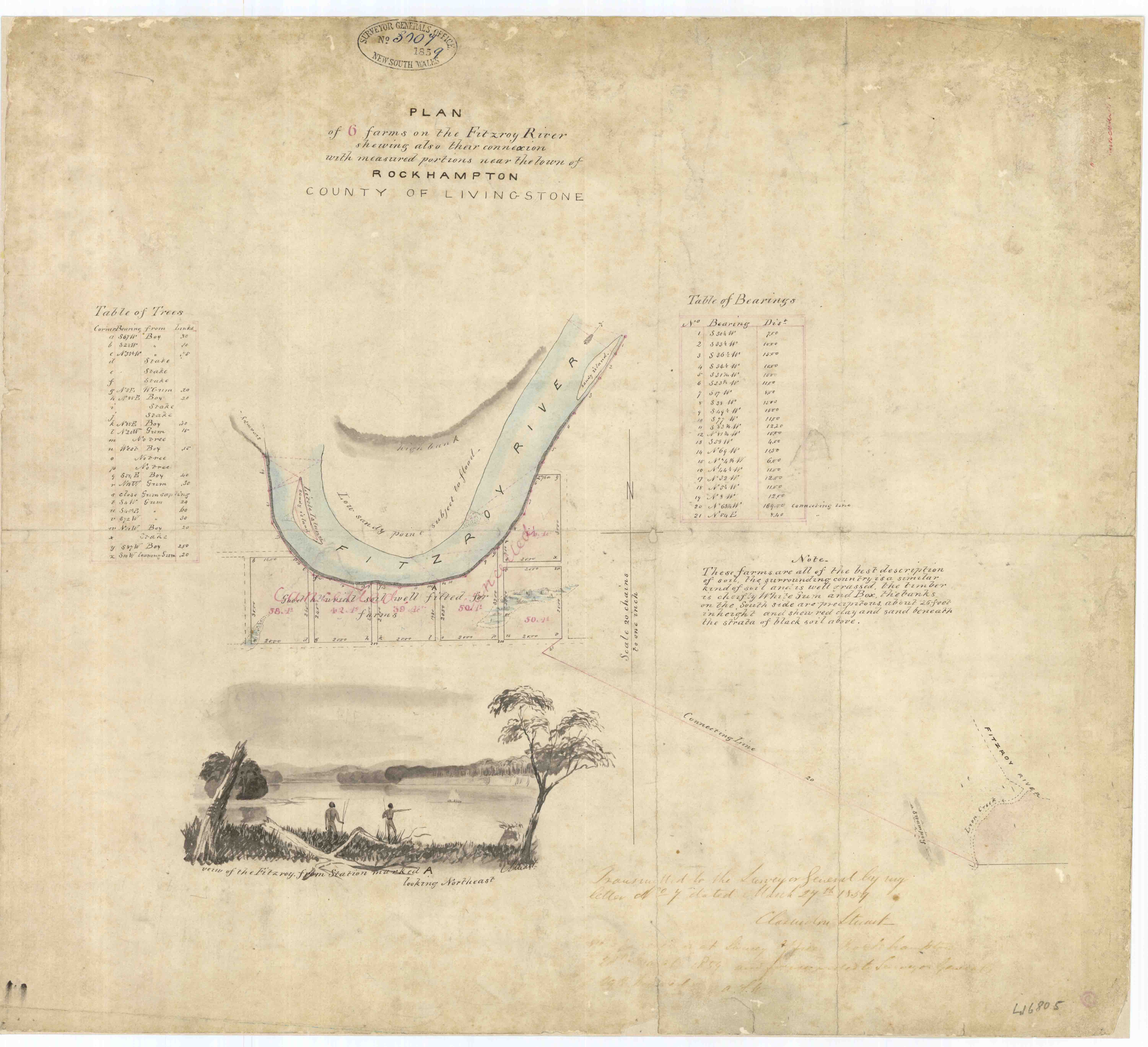 Plan of six farms on the Fitzroy River, Rockhampton, 1859 | Queensland ...