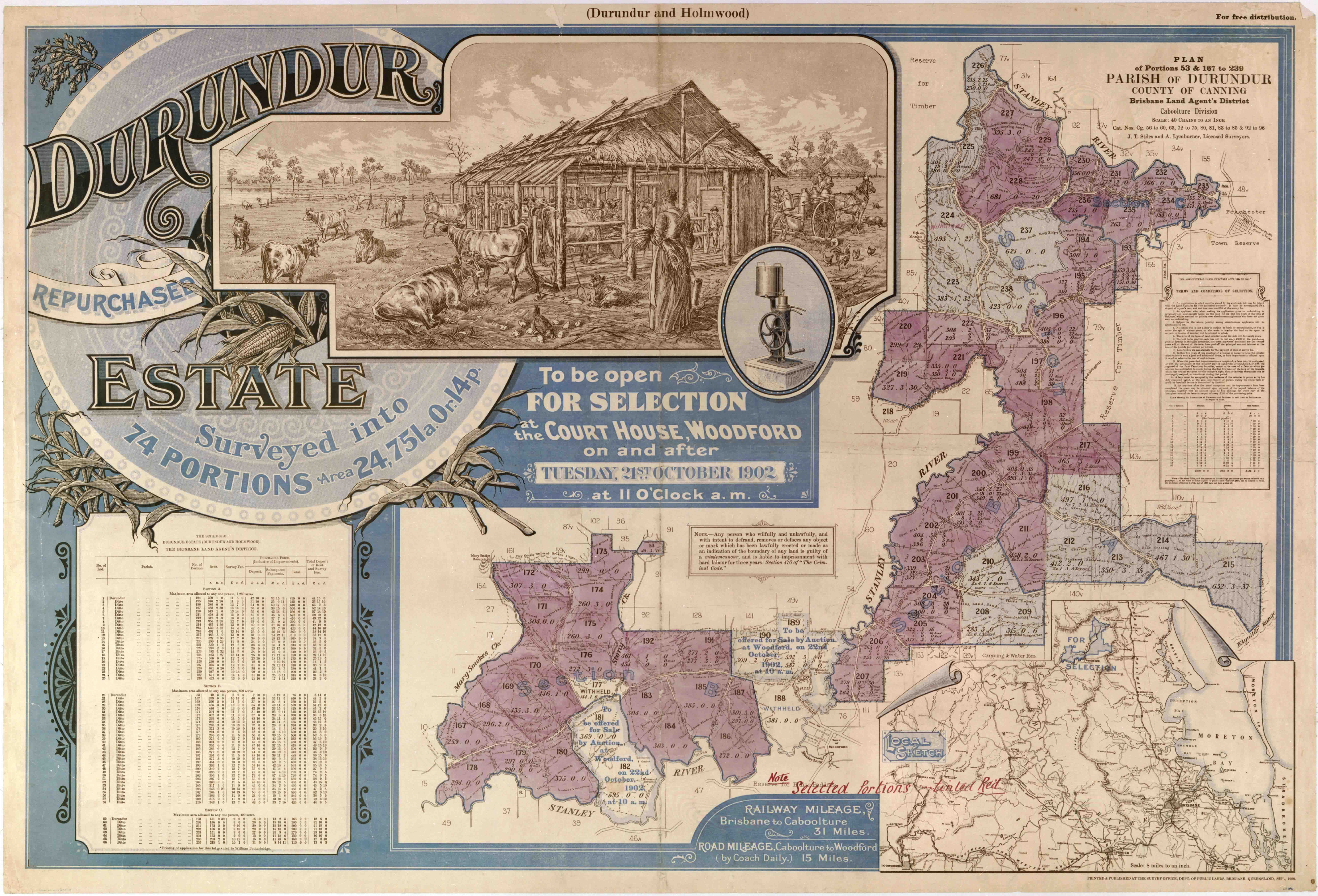 Durundur Estate Map (Durundur and Holmwood), 1902 | Queensland ...